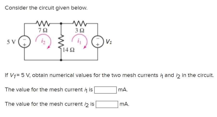 Solved Consider the circuit given below. If V1=5 V, obtain | Chegg.com