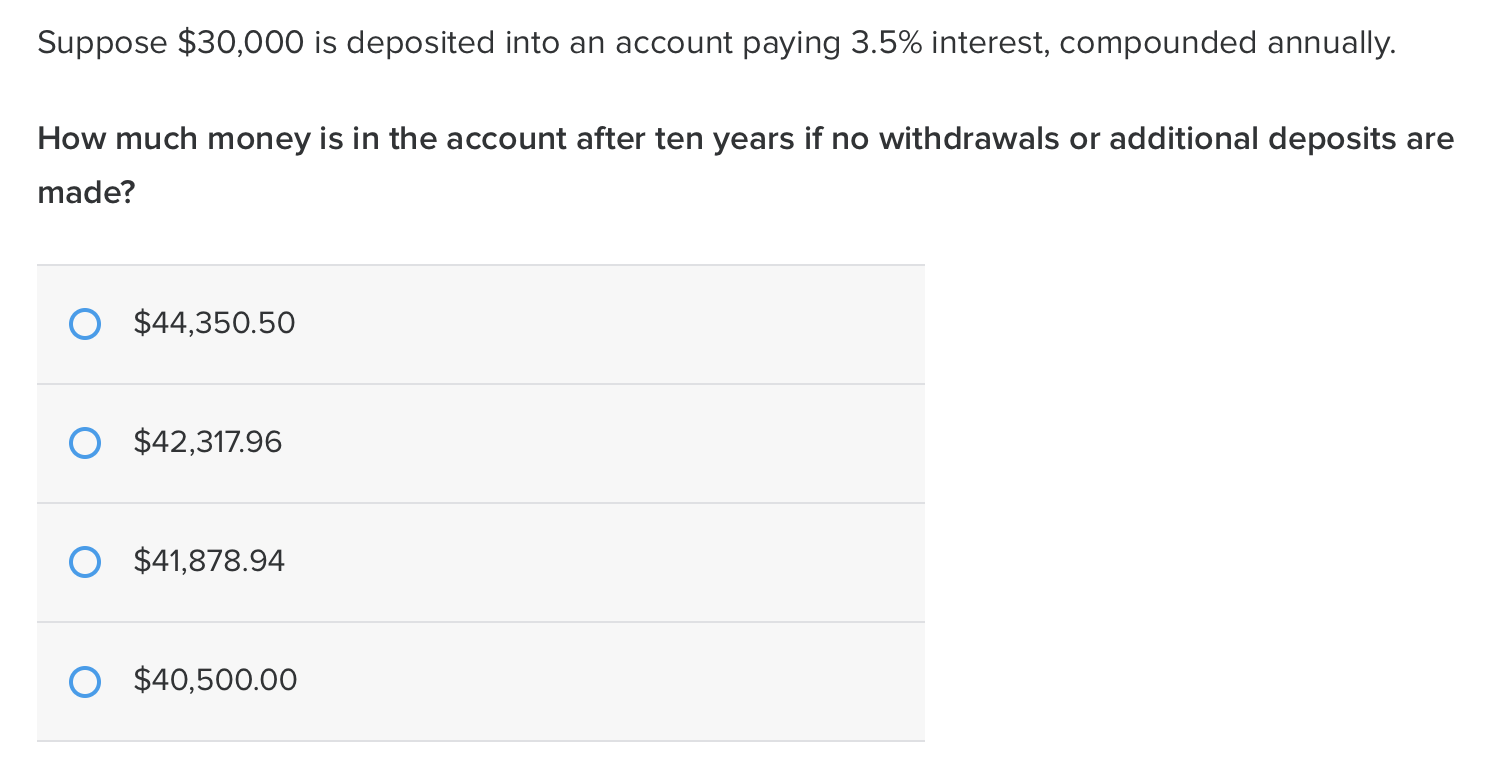 Solved Suppose 30 000 Is Deposited Into An Account Paying Chegg