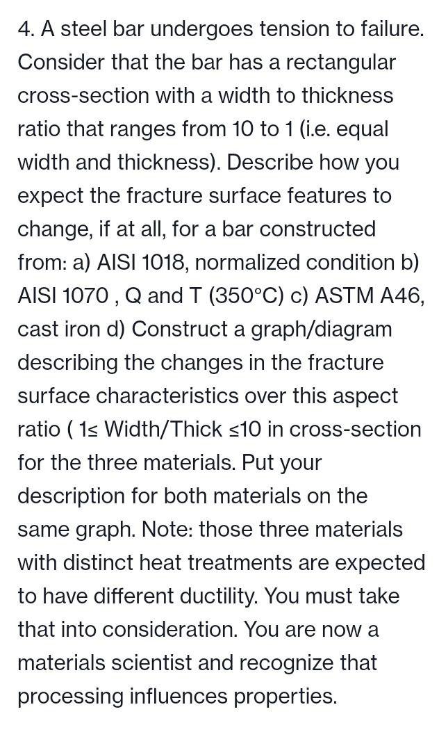 4. A steel bar undergoes tension to failure. Consider | Chegg.com