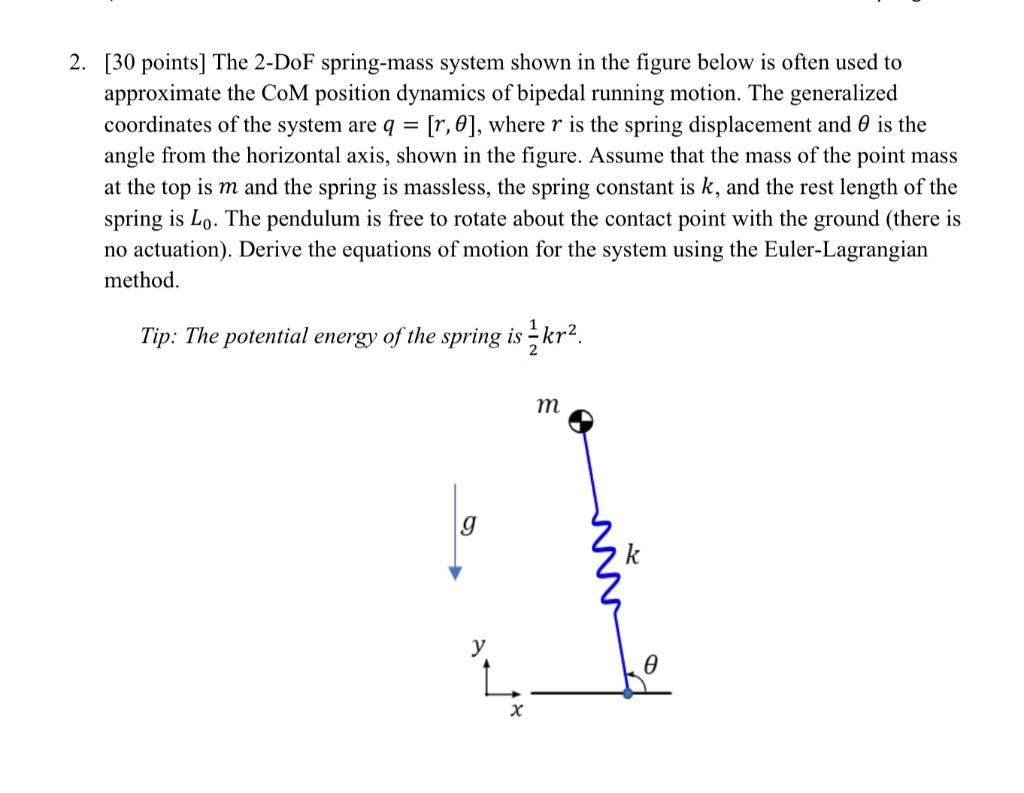 Solved [30 points] The 2-DoF spring-mass system shown in the | Chegg.com
