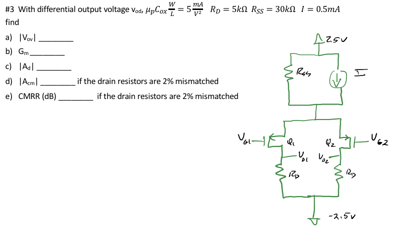 Solved \#3 With differential output voltage vod | Chegg.com