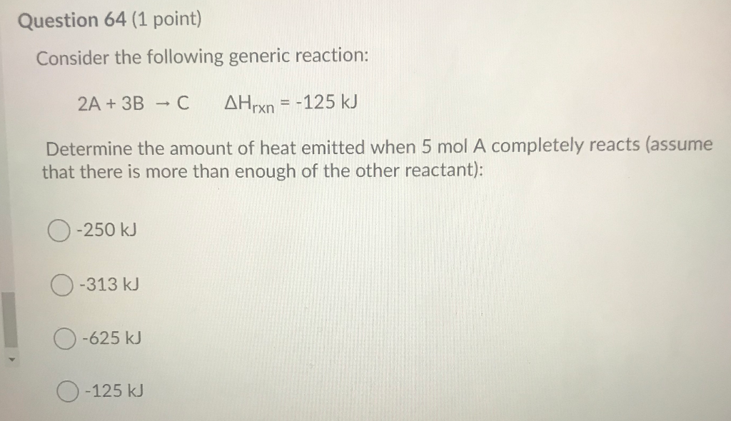 Solved Question 64 (1 point) Consider the following generic | Chegg.com