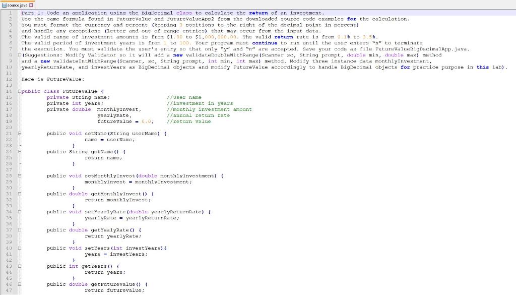 Solved Part I: Code an application using the BigDecimal | Chegg.com
