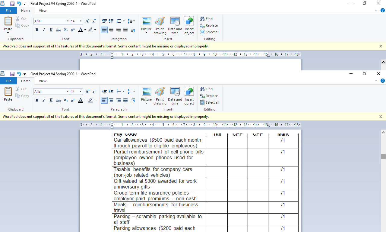Solved - x = Final Project V4 Spring 2020-1 - WordPad Home | Chegg.com