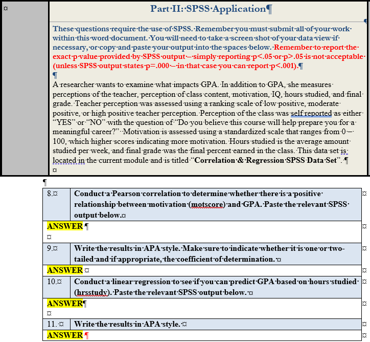 Part II:·SPSS Application These questions require the | Chegg.com