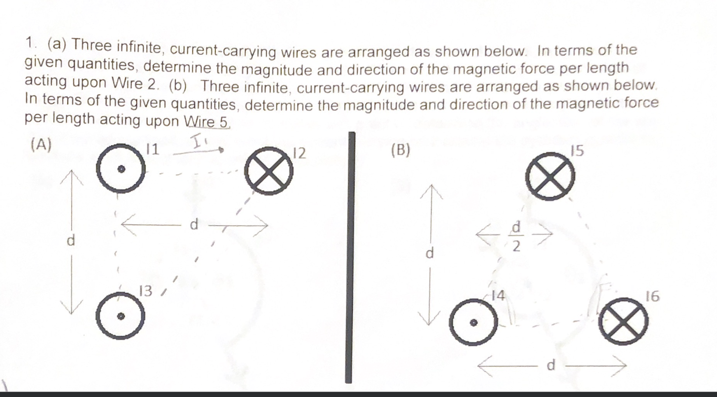 Solved 1. (a) Three infinite, current-carrying wires are | Chegg.com