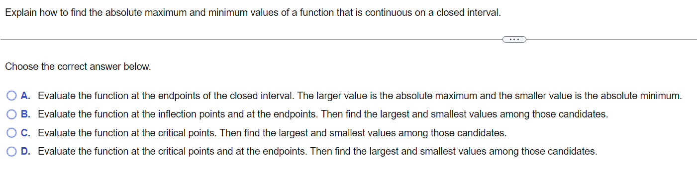 Solved Explain how to find the absolute maximum and minimum | Chegg.com