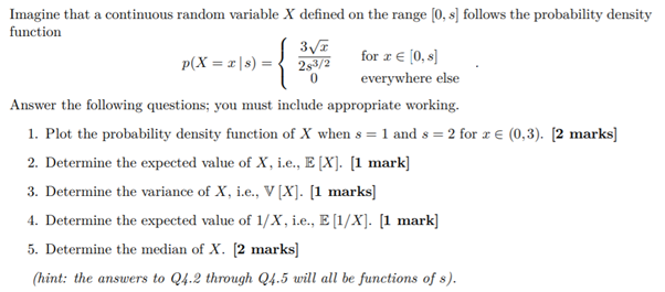 Solved 0 Imagine that a continuous random variable X defined | Chegg.com