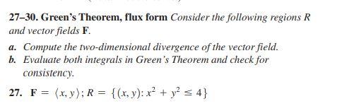 Solved 27-30. Green's Theorem, flux form Consider the | Chegg.com