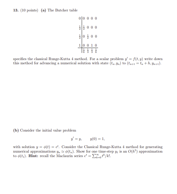 Solved 13. (10 points) (a) The Butcher table | Chegg.com