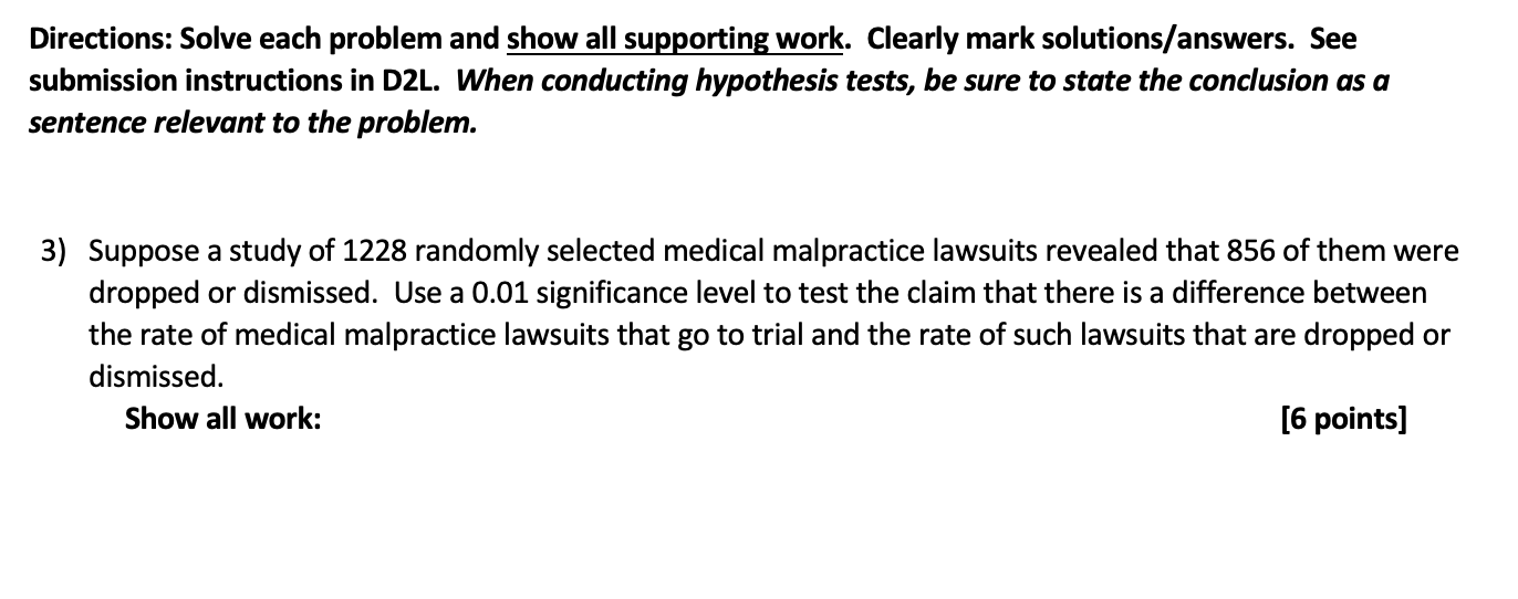 Solved Directions: Solve each problem and show all | Chegg.com