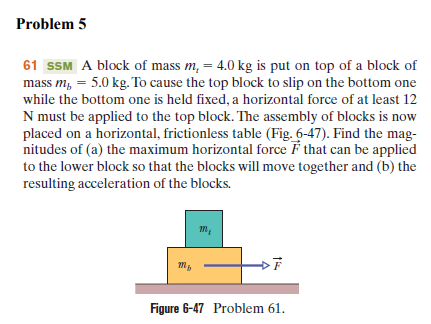 Solved 61 ssm A block of mass mt=4.0 kg is put on top of a | Chegg.com