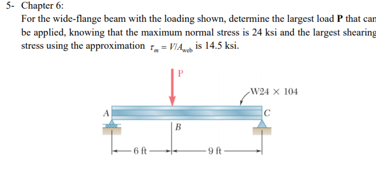 Solved For the wide-flange beam with the loading shown, | Chegg.com