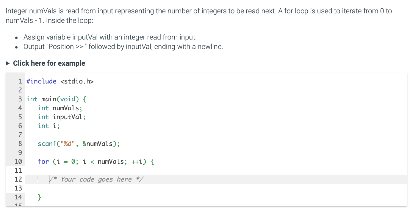 Solved Integer numVals is read from input representing the | Chegg.com