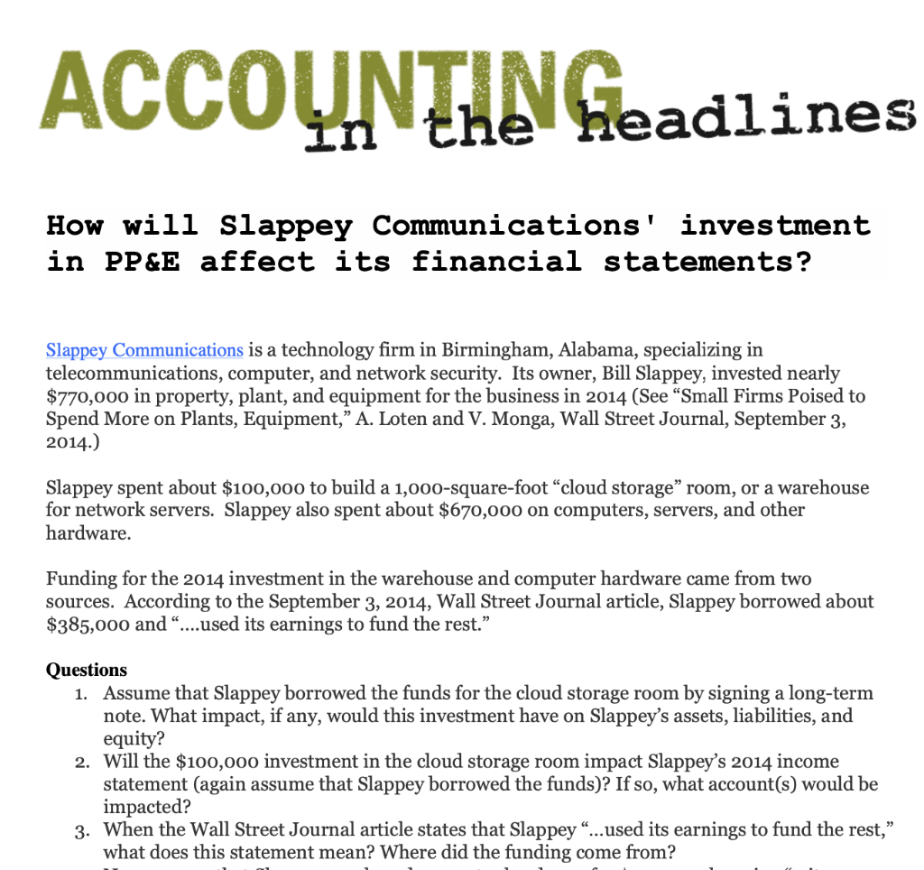 Solved ACCOUNTAN Headlines How will slappey Communications' | Chegg.com