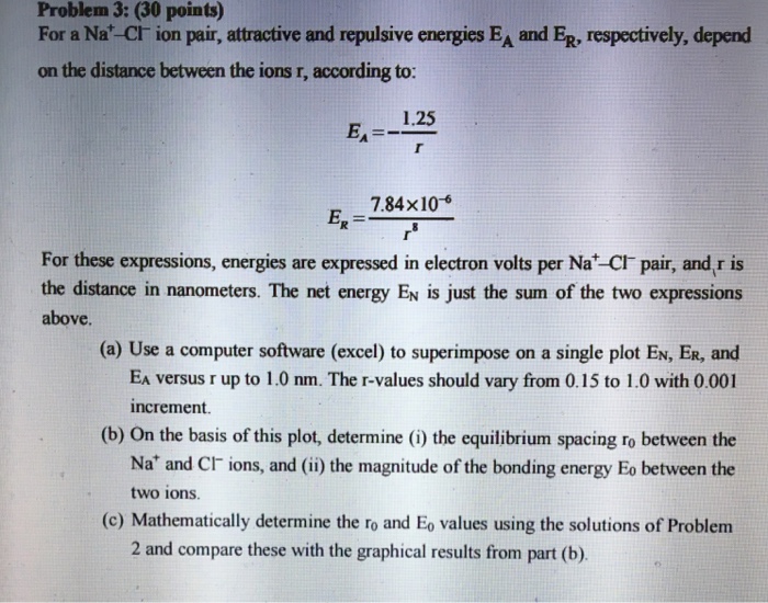 Solved For a Na^+-Cl^- ion pair, attractive and repulsive | Chegg.com