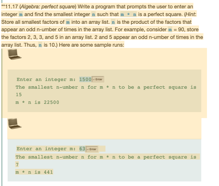 Solved 11.17 (Algebra: perfect square) Write a program that | Chegg.com