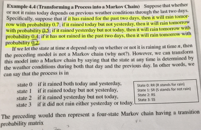 Solved Example 4.4 (Transforming a Process into a Markov | Chegg.com