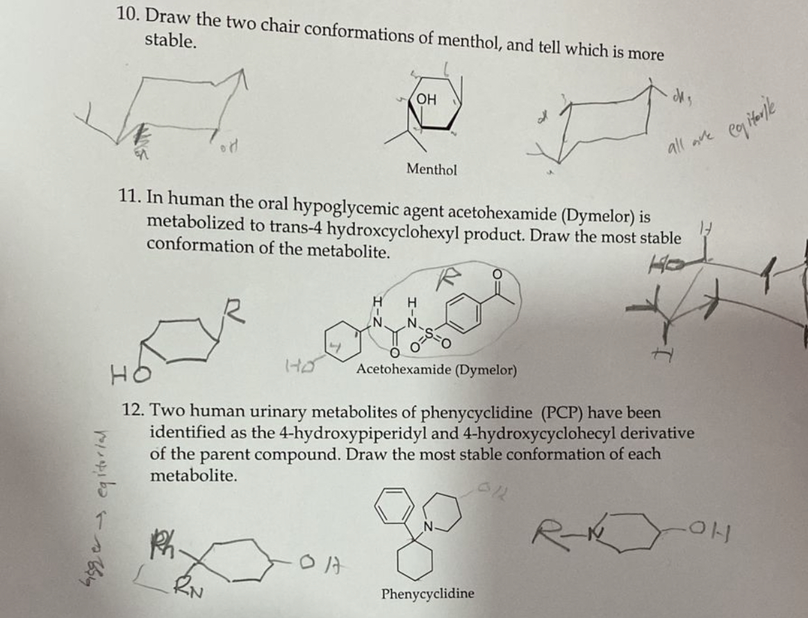 Solved 10. Draw the two chair conformations of menthol, and | Chegg.com