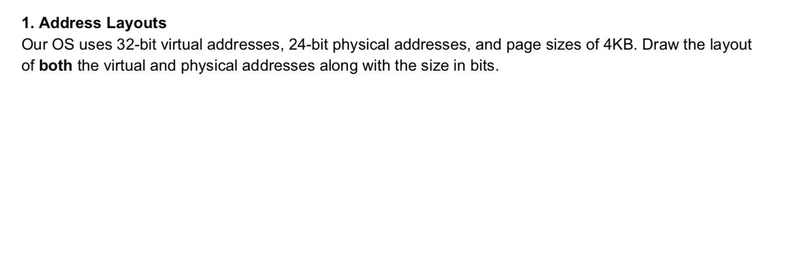 1. Address Layouts Our OS uses 32-bit virtual | Chegg.com