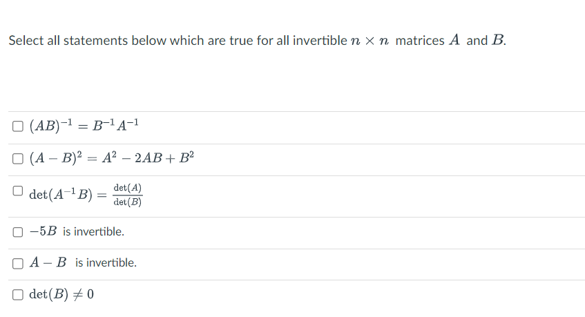 Solved Select all statements below which are true for all | Chegg.com