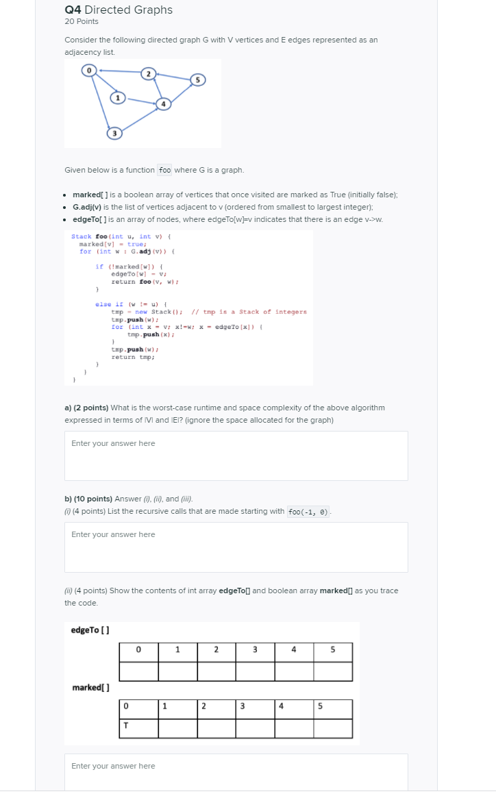 Solved Q4 Directed Graphs 20 Points Consider the following | Chegg.com
