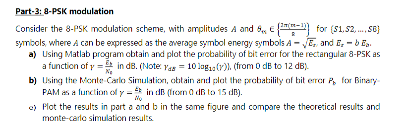Part-3: 8-PSK modulation Consider the 8-PSK | Chegg.com