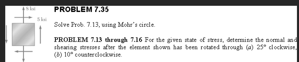 Solved PROBLEM 7.35Solve Prob. 7.13, ﻿using Mohr's | Chegg.com