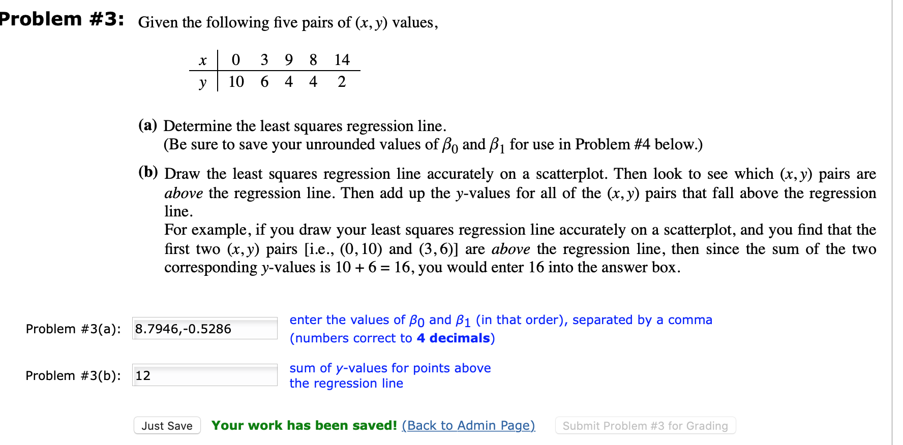 Solved Problem #3: Given the following five pairs of (x, y) | Chegg.com