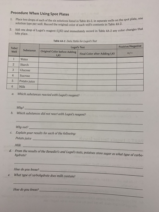 Solved Procedure When Using Spot Plates Place two drops of | Chegg.com