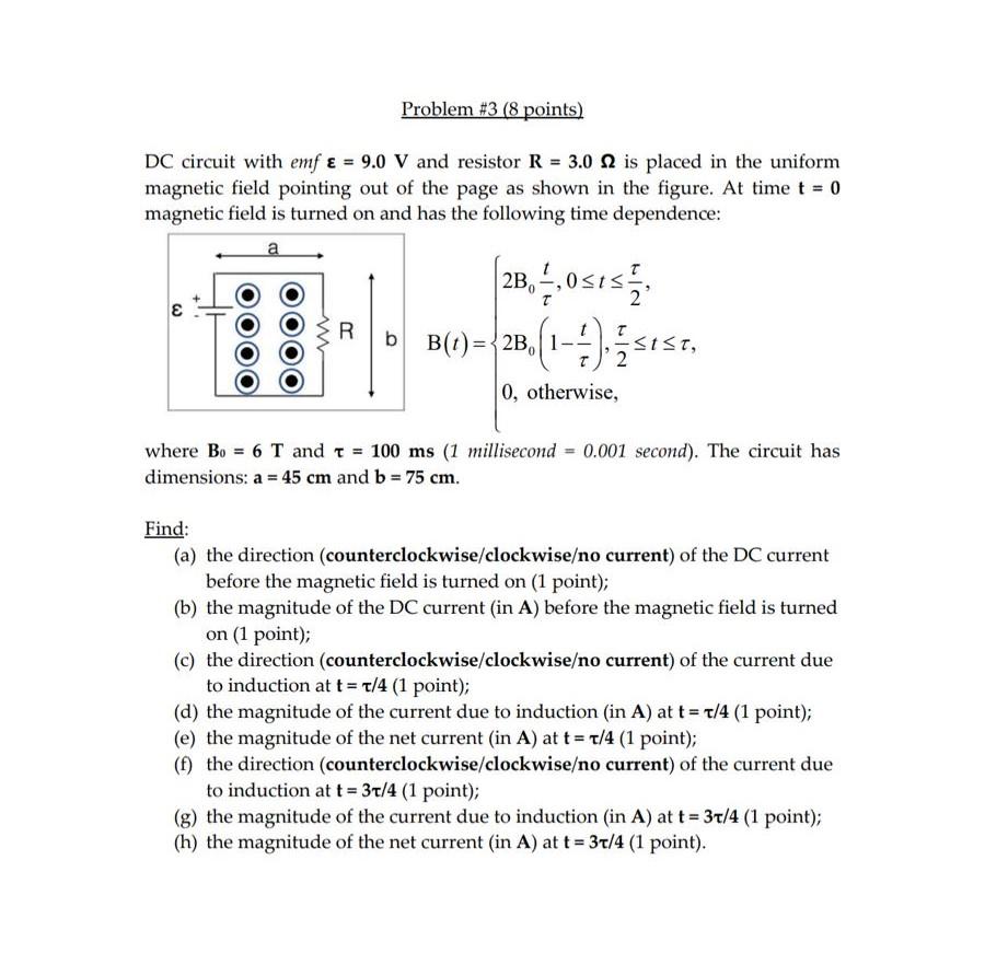 Solved Problem #3 (8 points) DC circuit with emf ε = 9.0 V | Chegg.com