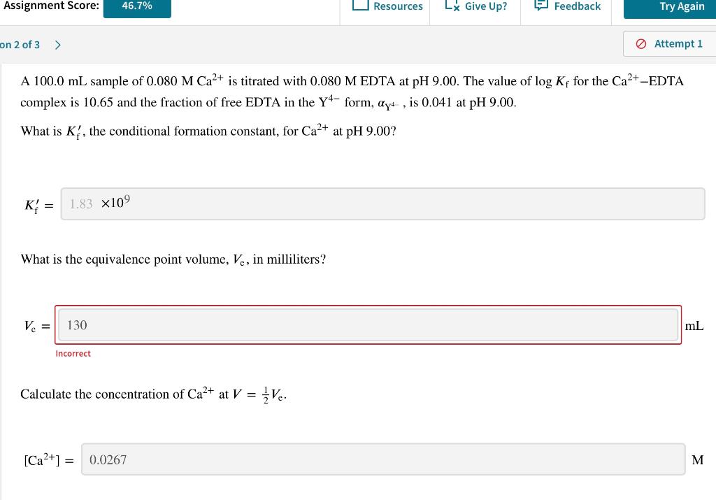Solved Assignment Score: 46.7% Resources LX Give Up? | Chegg.com