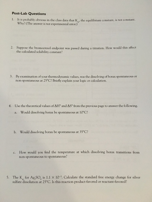 Post-Lab Questions It is probably obvious in the | Chegg.com