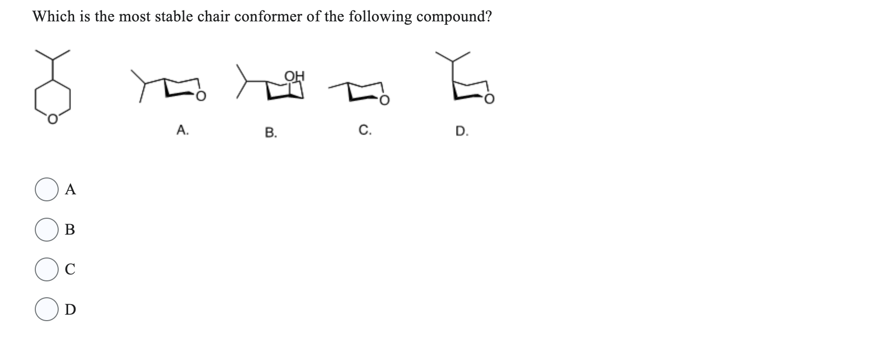 Solved Which of the following is a gauche conformer? A | Chegg.com