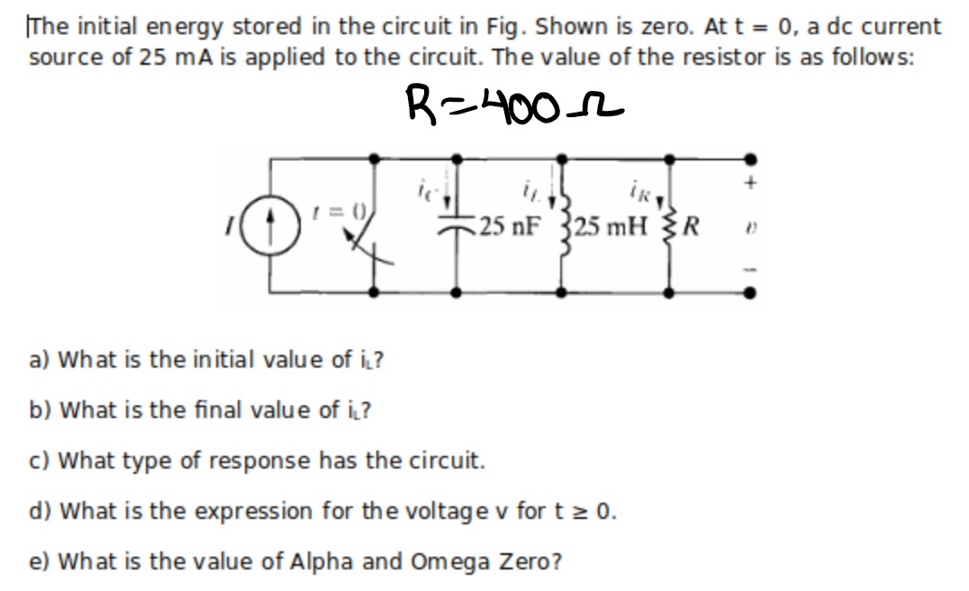 Solved The initial energy stored in the circuit in Fig. | Chegg.com