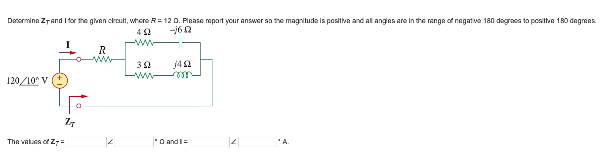 Solved Determine Zt and I for the given circuit, where R = | Chegg.com