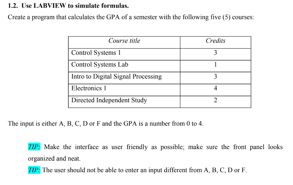 Solved 1.2. Use LABVIEW to simulate formulas Create a | Chegg.com