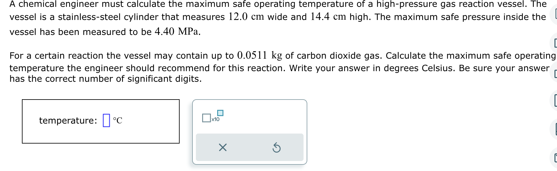 Solved A chemical engineer must calculate the maximum safe | Chegg.com