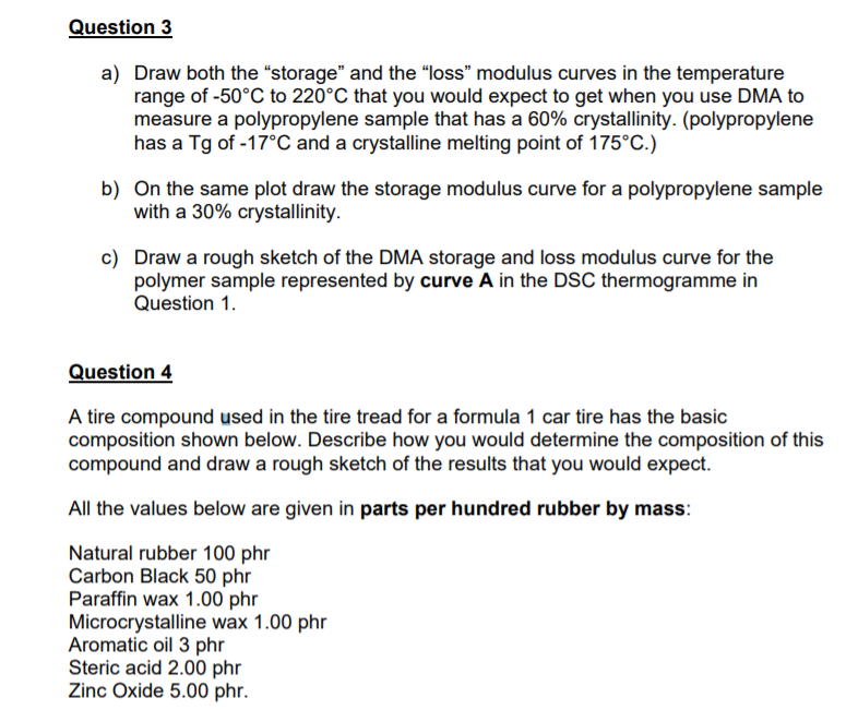 Question 3 a) Draw both the “storage” and the “loss” | Chegg.com