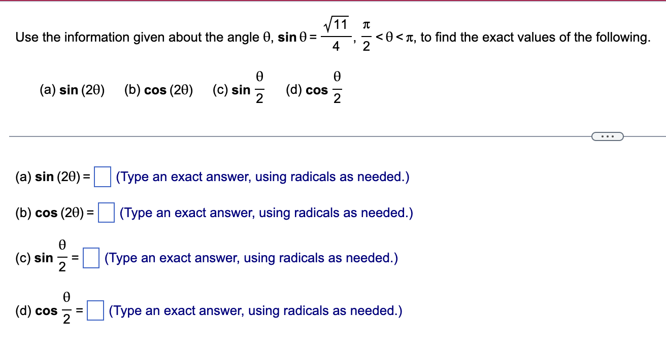 Solved Use the information given about the angle | Chegg.com