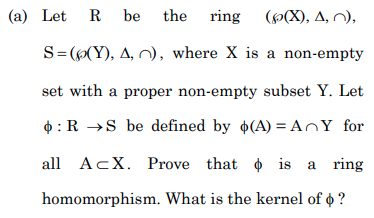 Solved (a) ﻿Let R be ﻿the ring (℘(x),Δ,∩),S=(℘(Y),Δ,∩), | Chegg.com