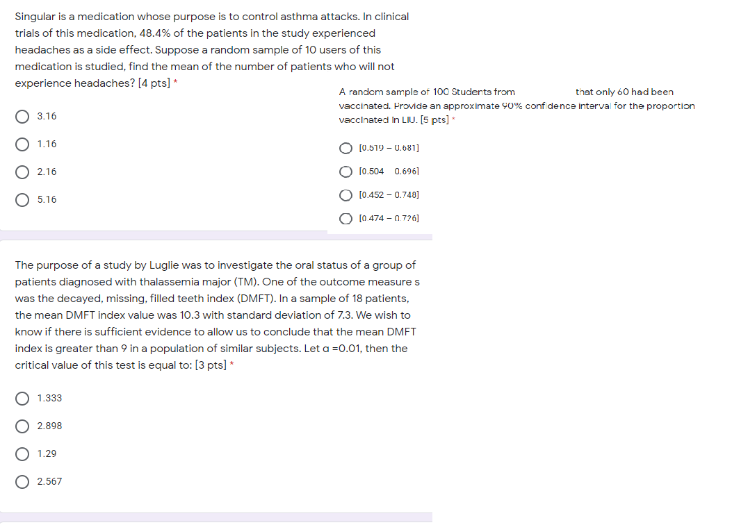 Solved Singular is a medication whose purpose is to control | Chegg.com