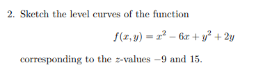 Solved 2. Sketch the level curves of the function | Chegg.com