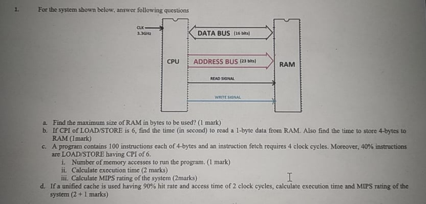 Solved 1. For the system shown below, answer following | Chegg.com