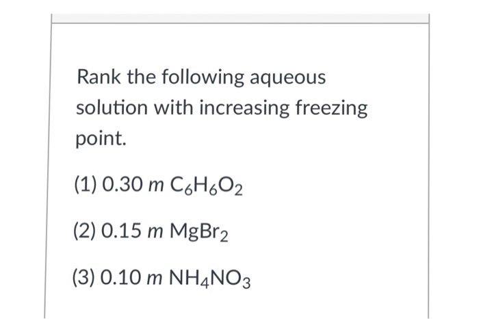 Solved Rank the following aqueous solution with increasing | Chegg.com