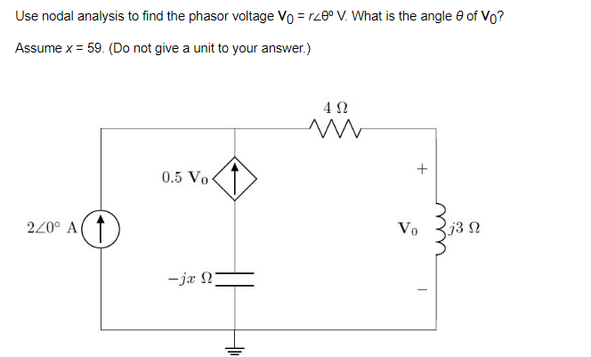 Solved Use nodal analysis to find the phasor voltage Vo = | Chegg.com