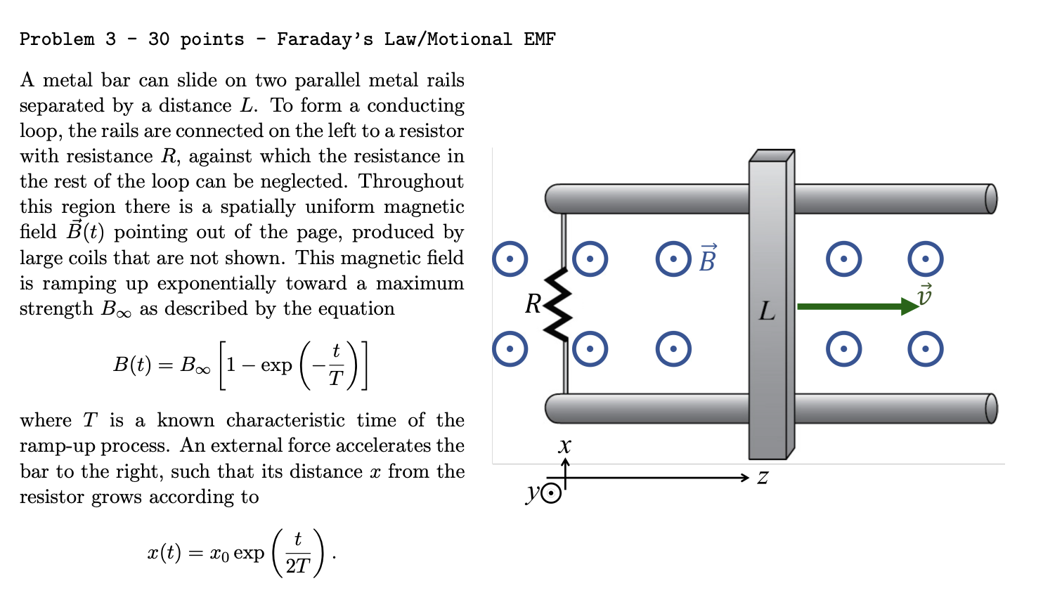 Solved Problem 3 - 30 ﻿points - ﻿Faraday's Law/Motional EMFA | Chegg.com