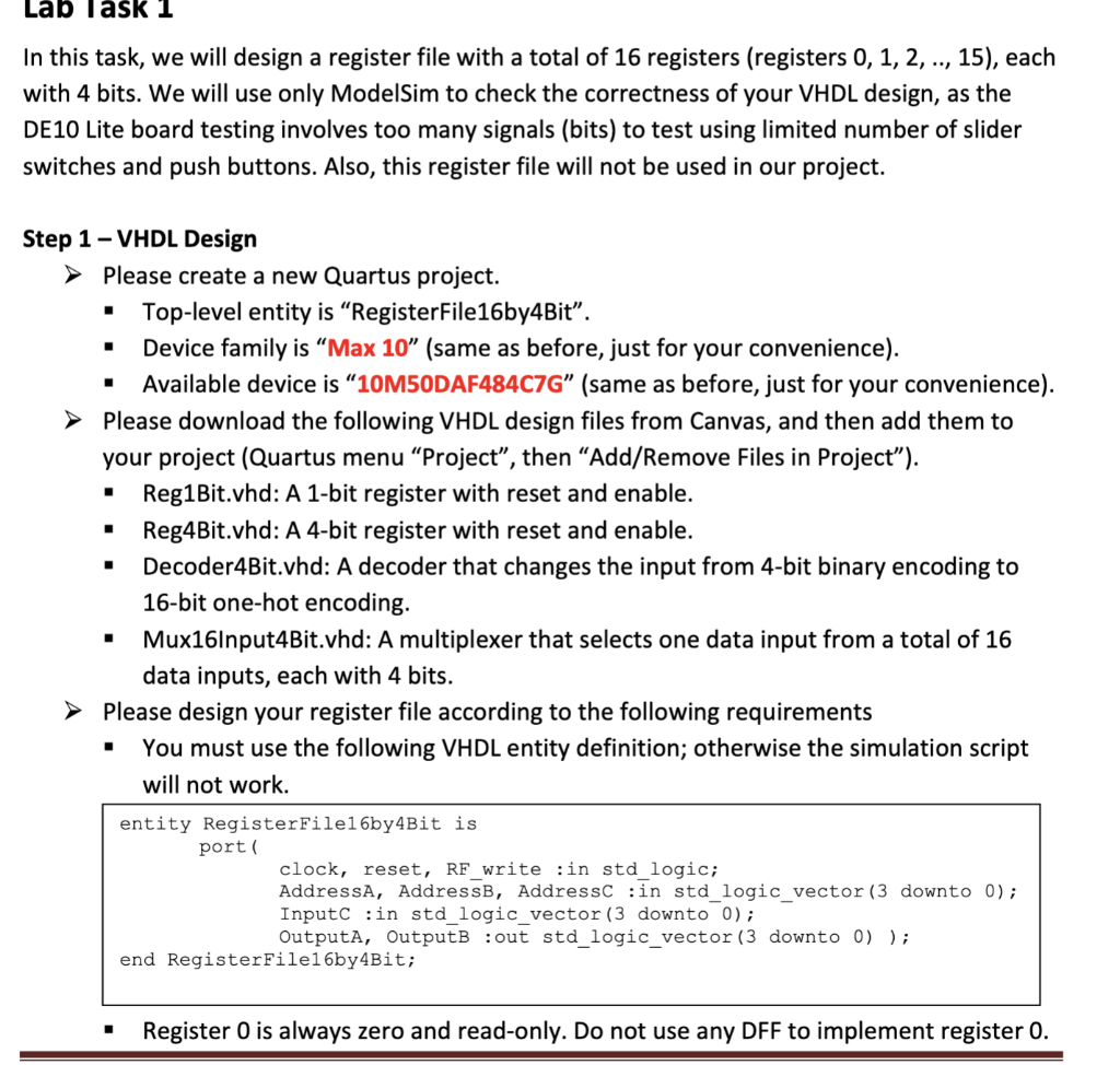 Lab lask 1 In this task, we will design a register | Chegg.com