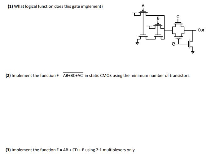 Solved (1) What logical function does this gate implement? | Chegg.com