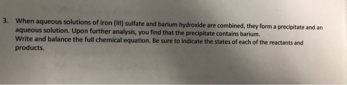 Solved When aqueous solutions of iron (II) sulfate and | Chegg.com